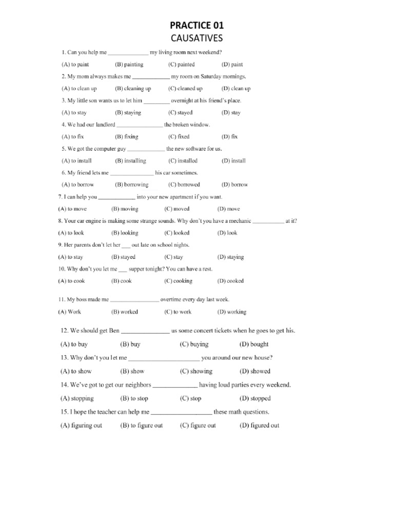 Practice 01 Causatives | PDF