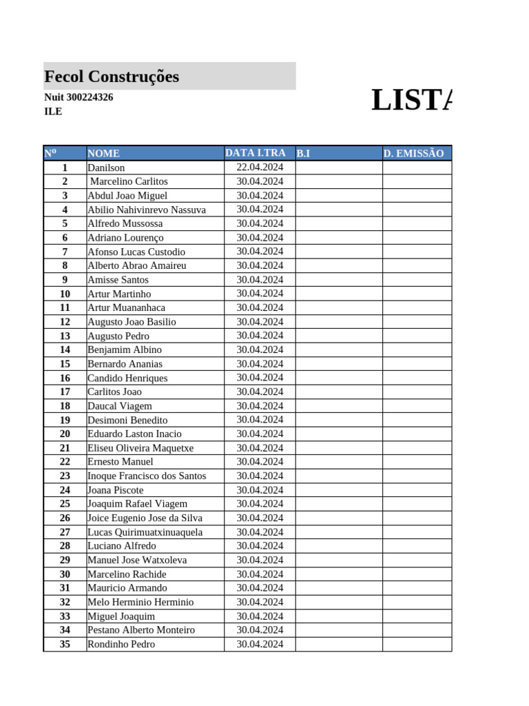 Lista de Funcionários Fecol 2024 | PDF | Seguro social | Bem-estar social