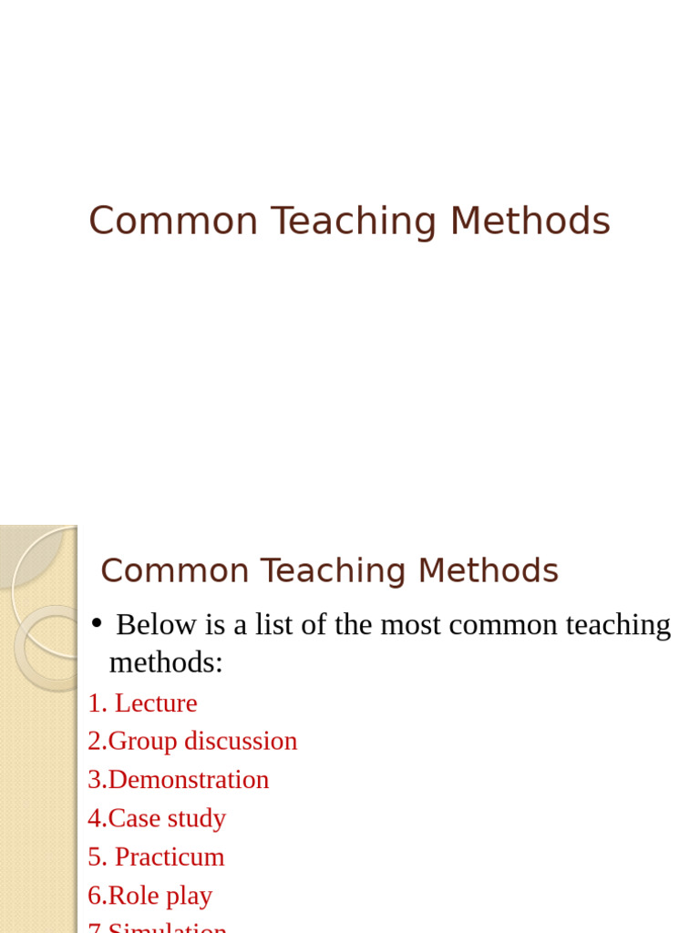 Common Teaching Methods | PDF | Teaching Method | Lecture