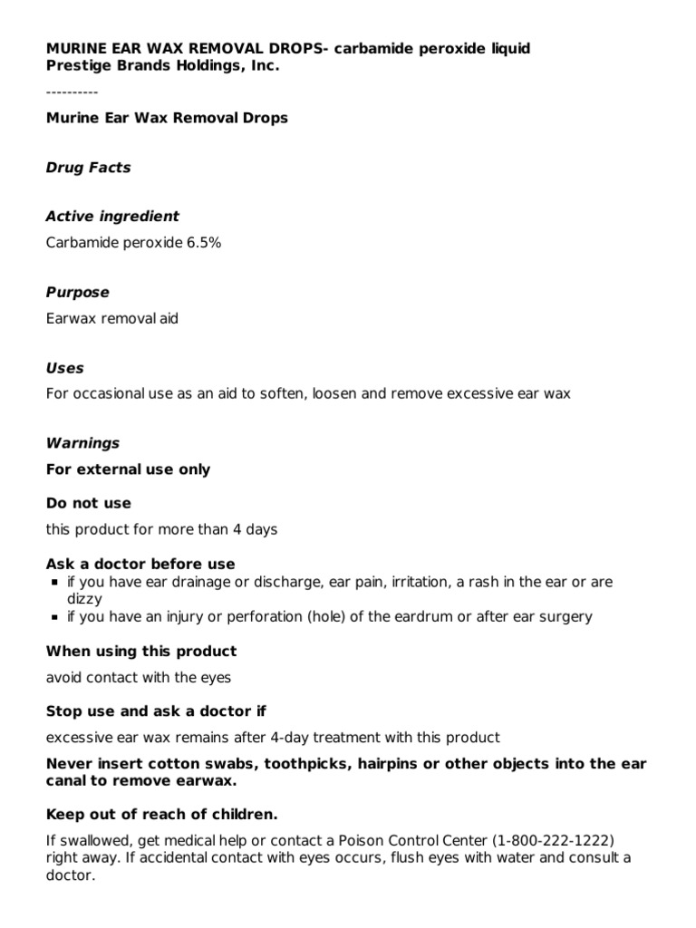 Murine Ear Wax Removal Drops | PDF | Ear | Auditory System