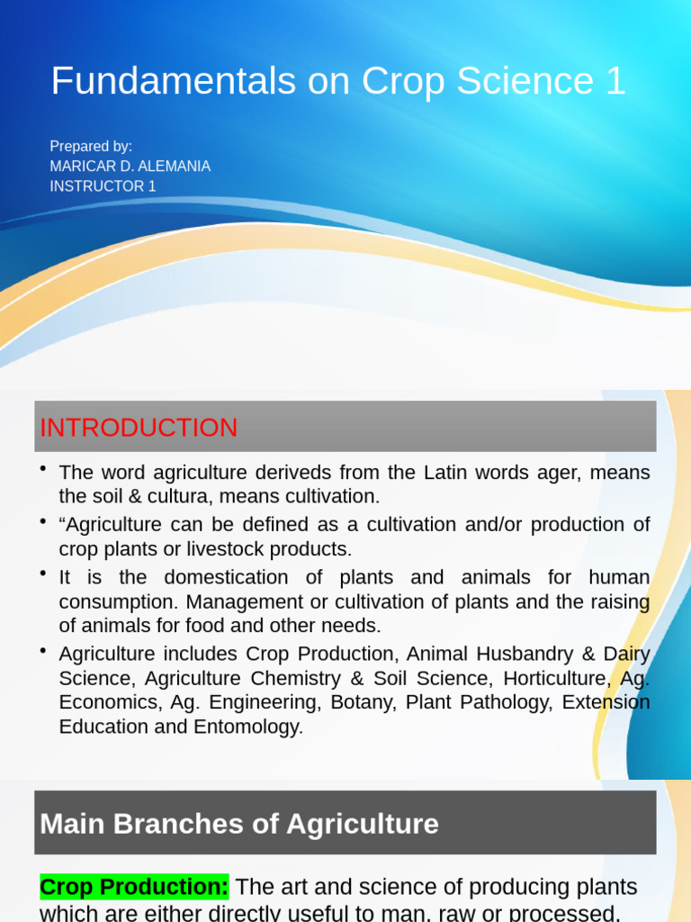 Intro to Crop Science Basics | PDF | Agriculture | Science