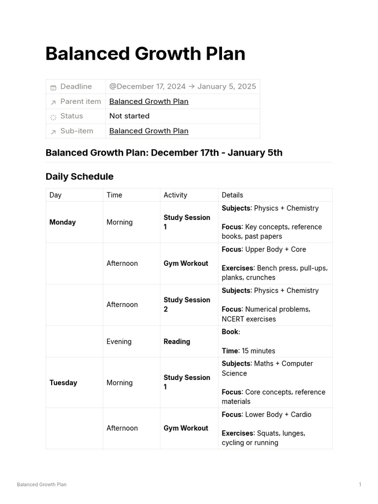 Grade 11 - Balanced - Growth - Plan | PDF | High Intensity Interval Training | Physical Fitness