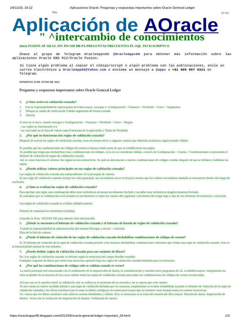 Oracle GL: Preguntas y Respuestas Clave | PDF | Validación Cruzada ...