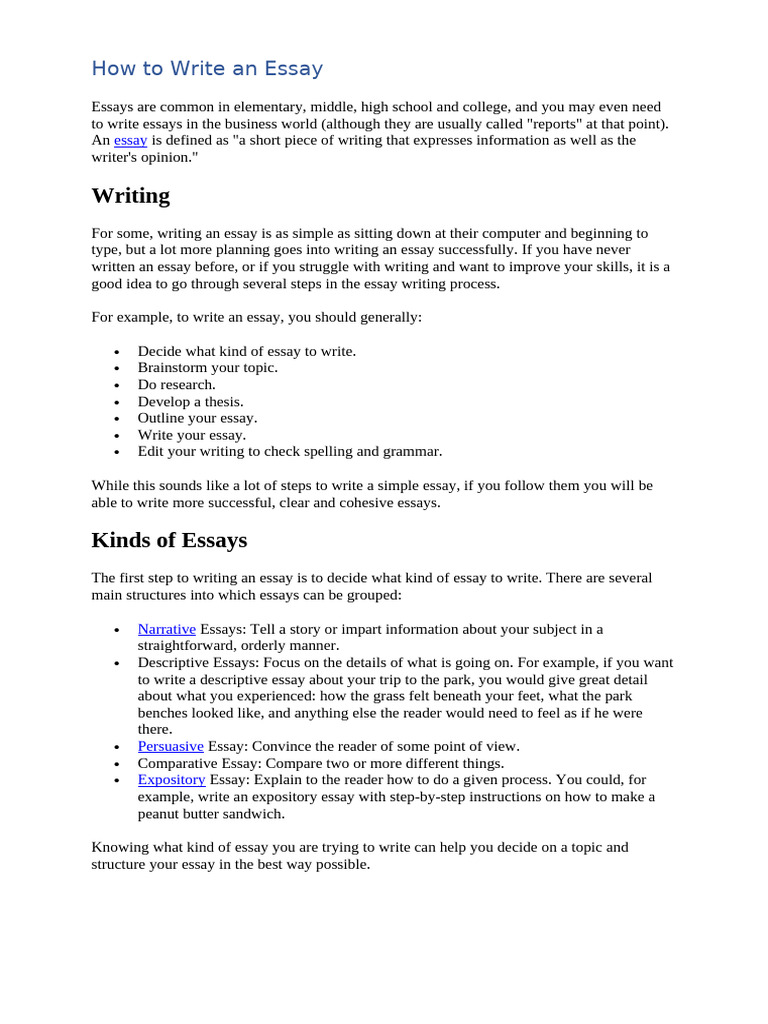 How To Write An Essay | PDF | Essays | Thesis