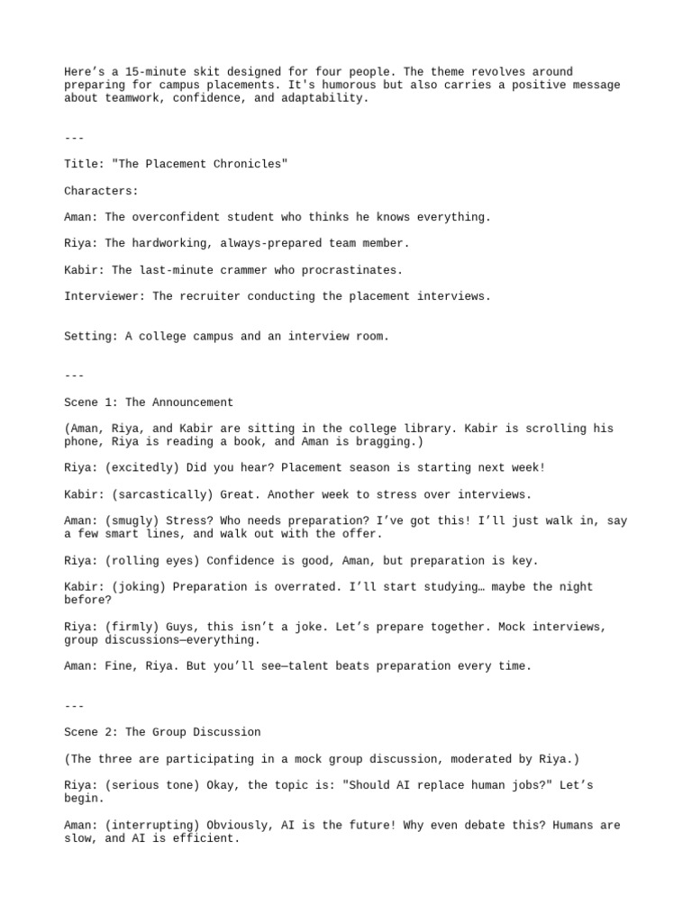 Here's A 15-Minute Skit Designed Fo | PDF