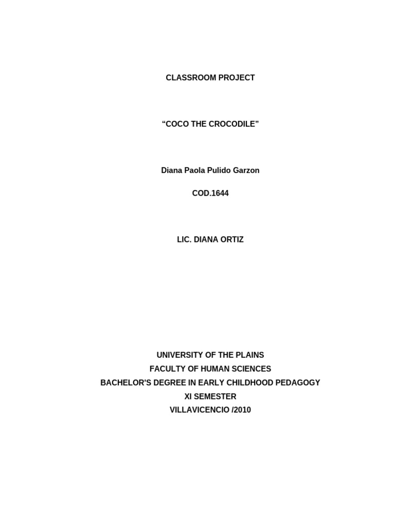 Project Classroom Coco The Crocodile | PDF | Pedagogy | Learning