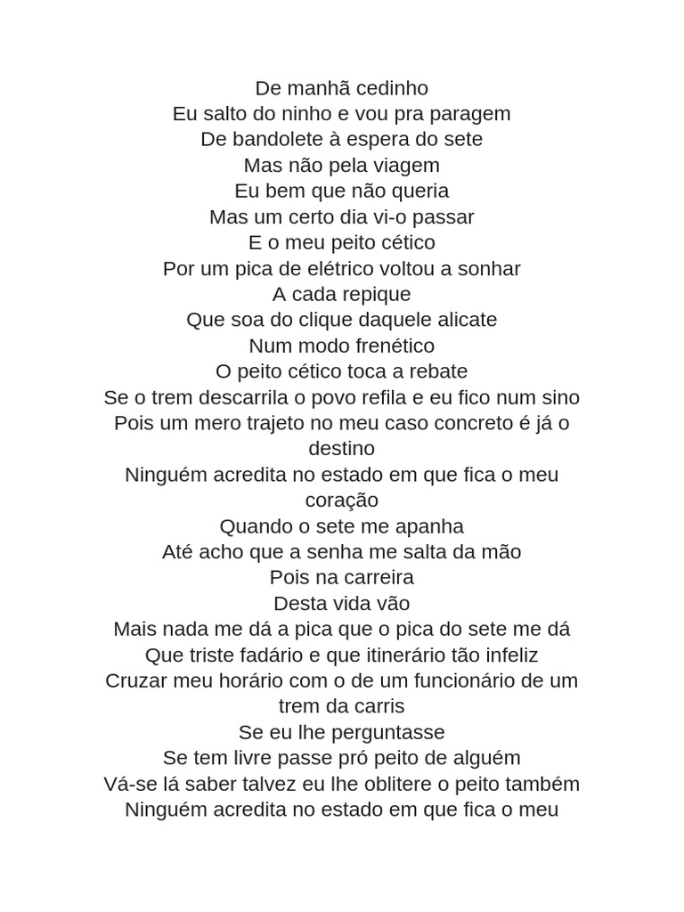 Pica do 7: Letra de António Zambujo | PDF