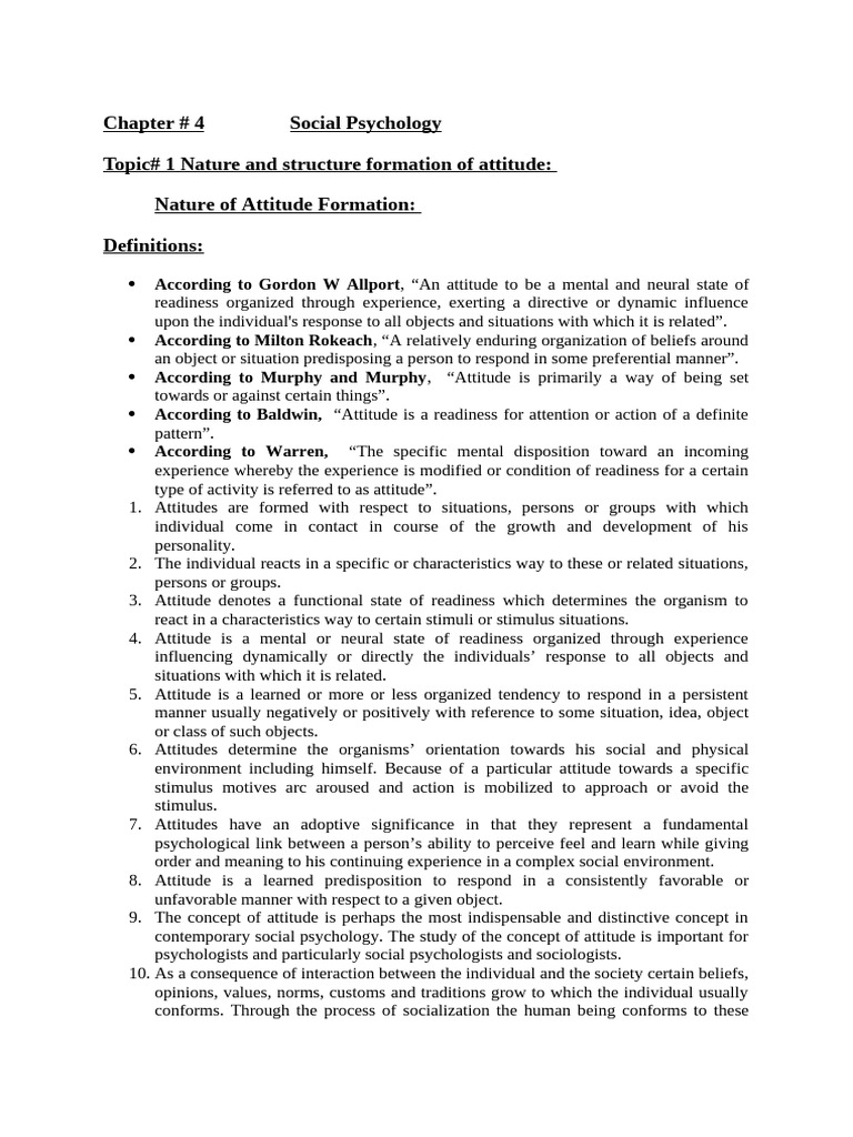 Nature and Structure Formation of Attitude | PDF | Attitude (Psychology ...