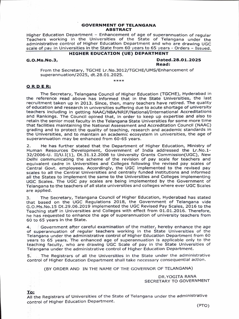 G.O. Ms. No. 3 Dated 28.01.2025 | PDF | Academia | Higher Education