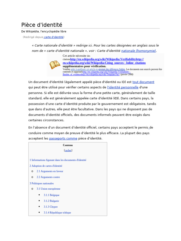 Carte D'identité | PDF | Passeport | Gouvernement et identité
