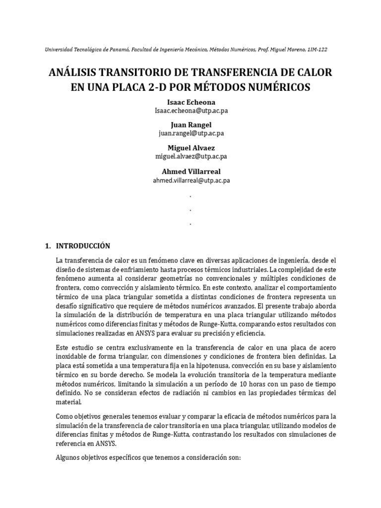 Proyecto Met.num | PDF | Transferencia de calor | Conduccion termica