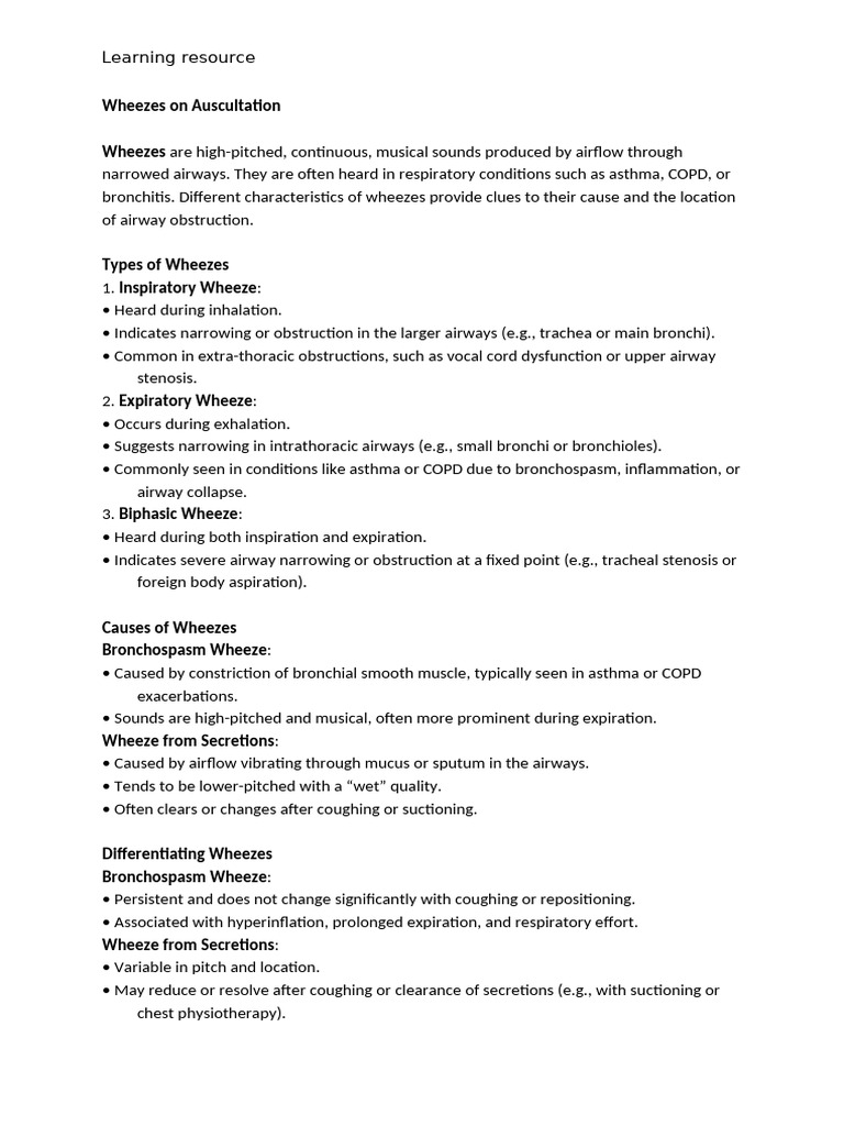 Understanding wheeze | PDF | Respiratory Tract | Chronic Obstructive ...