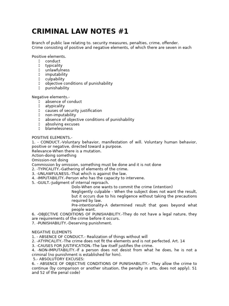 Notes on Criminal Law | PDF | Crimes | Crime & Violence