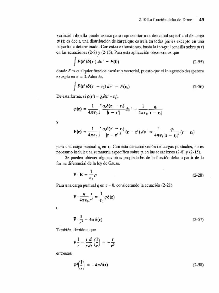 Función Delta de Dirac y Cargas Puntuales | PDF