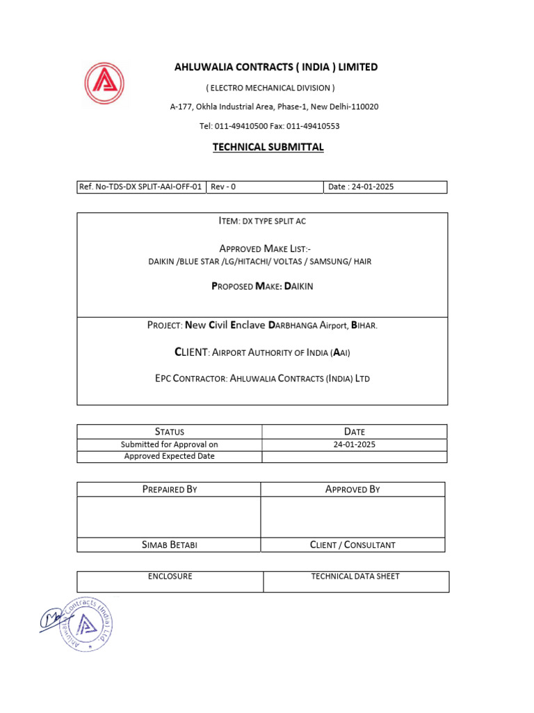 1.TDS-SPLIT AC (Daikin Make) | PDF | Air Conditioning | Thermodynamics