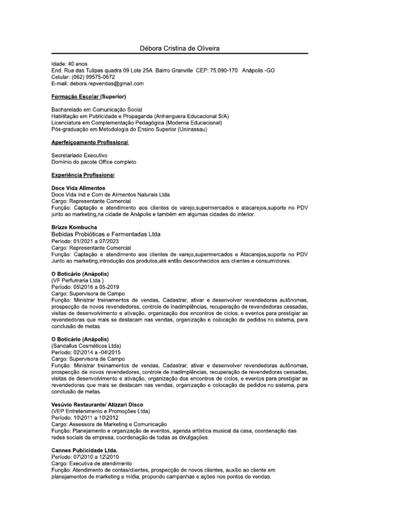 Debora Curriculum | PDF