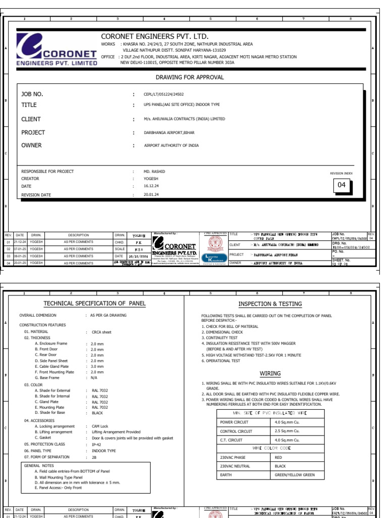 UPS Panel Technical Specifications | PDF | Electrical Wiring ...