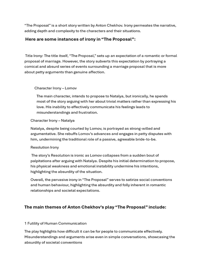 Themes and Instances of Irony in Proposal | PDF | Irony | Satire