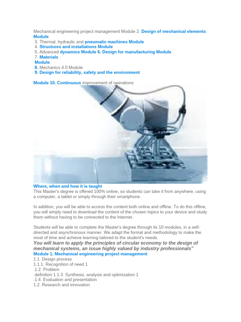 Management of Mechanical Engineering Projects | PDF | Reliability Engineering | Gear