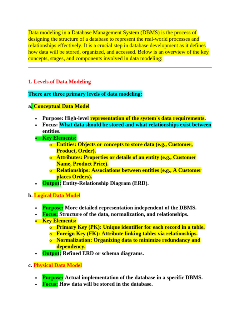 Data Modeling in A Database Management System | PDF | Databases | Data ...