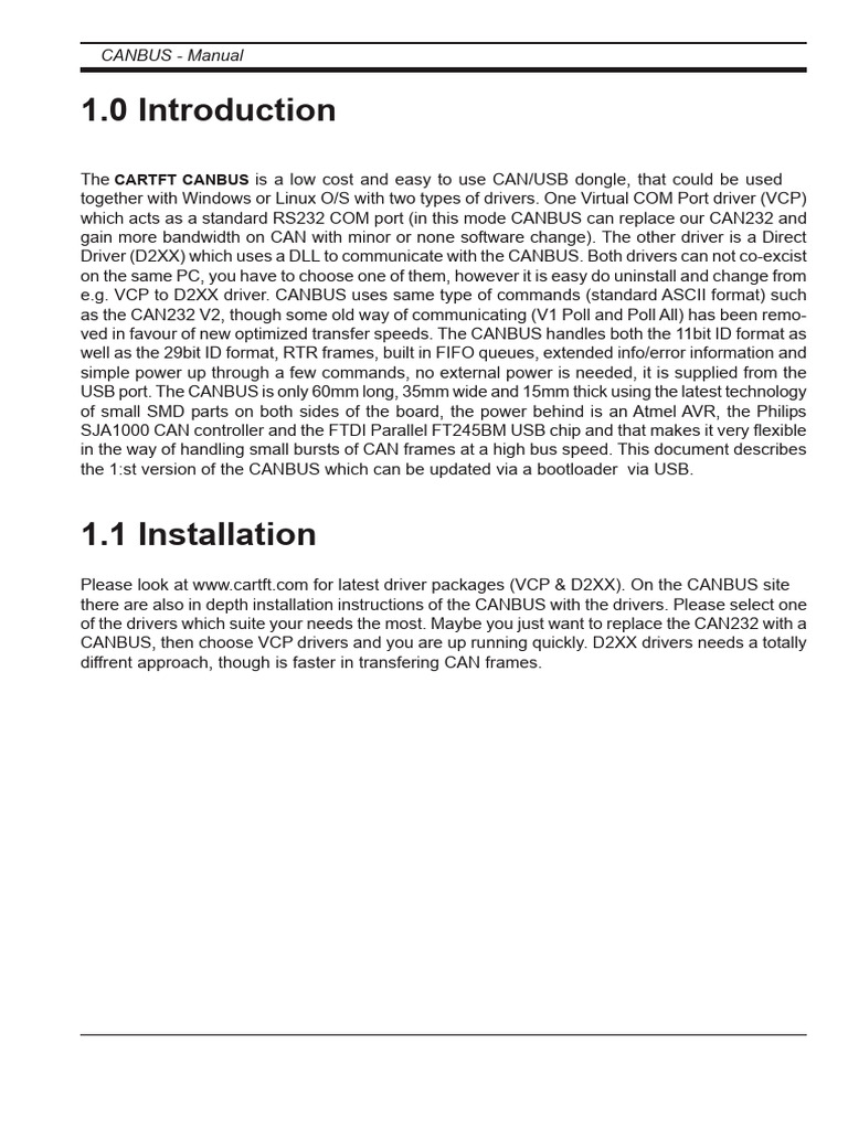 CANBUS USB Dongle User Manual | PDF | Device Driver | Usb