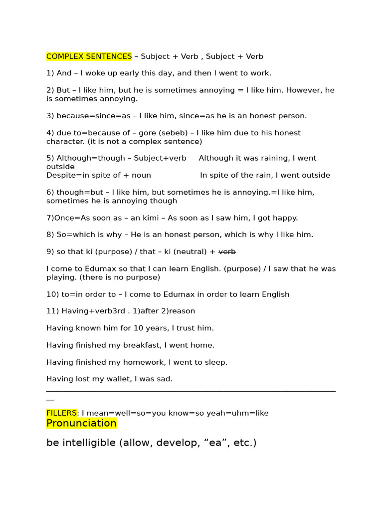 SPEAKING COMPLEX SENTENCES | PDF | English Language | Language Families