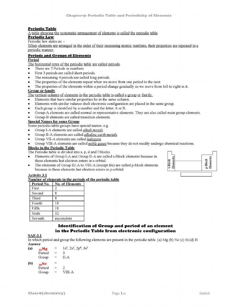 Chapter-3 Periodic Tablep | PDF