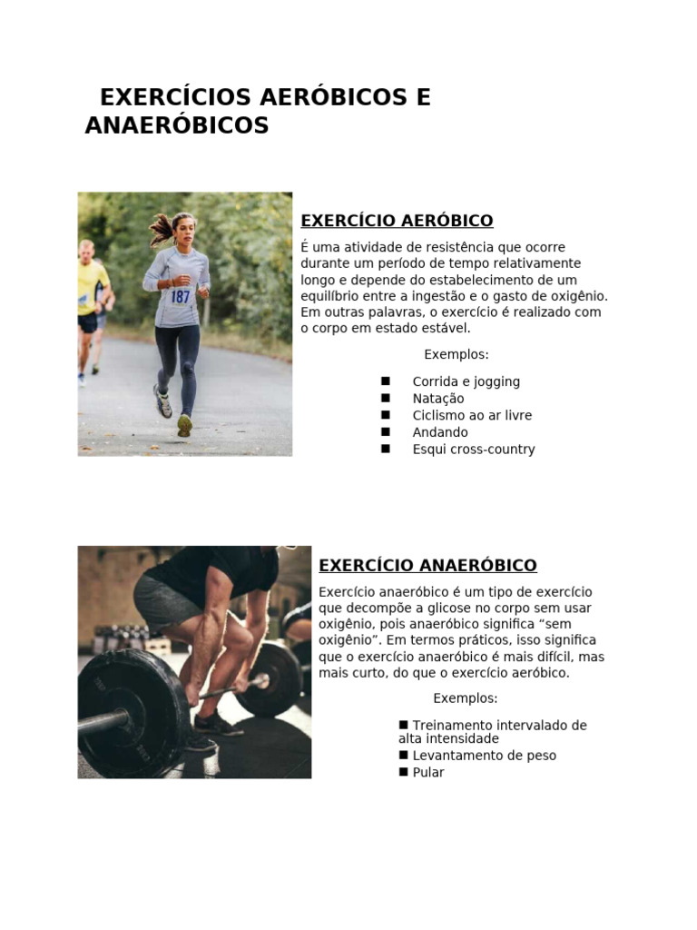 Exercícios Aeróbicos e Anaeróbicos | PDF