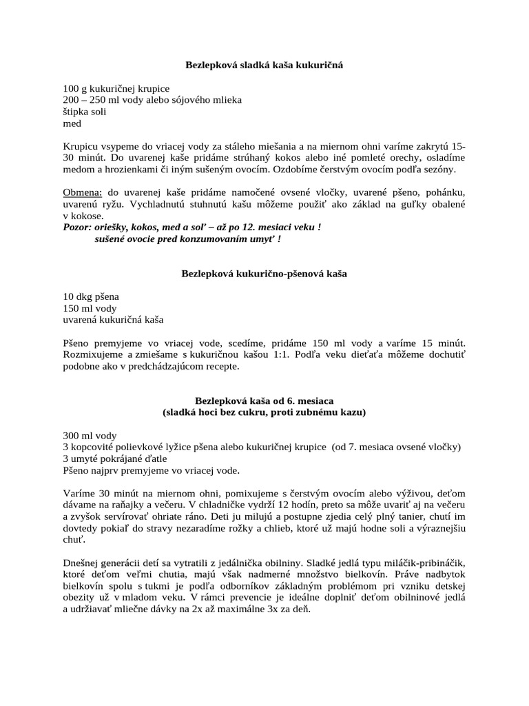 BEZLEPKOVÉ KAŠE - Recepty | PDF