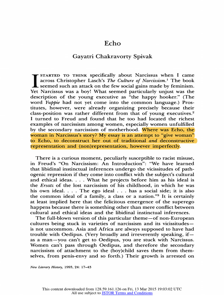 Echo Spivak 1993 | PDF | Psychoanalysis | Jacques Lacan