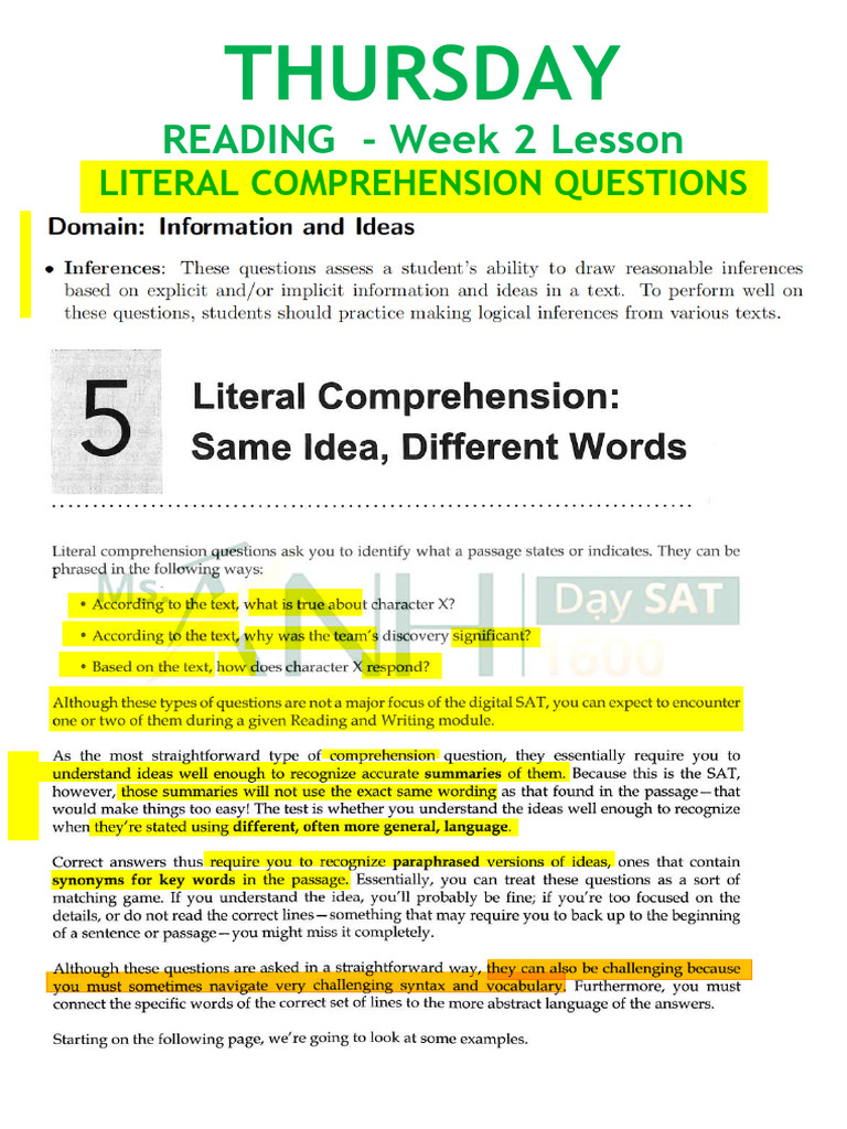 Thu Week 2 Reading Lesson | PDF | Argument | Inference