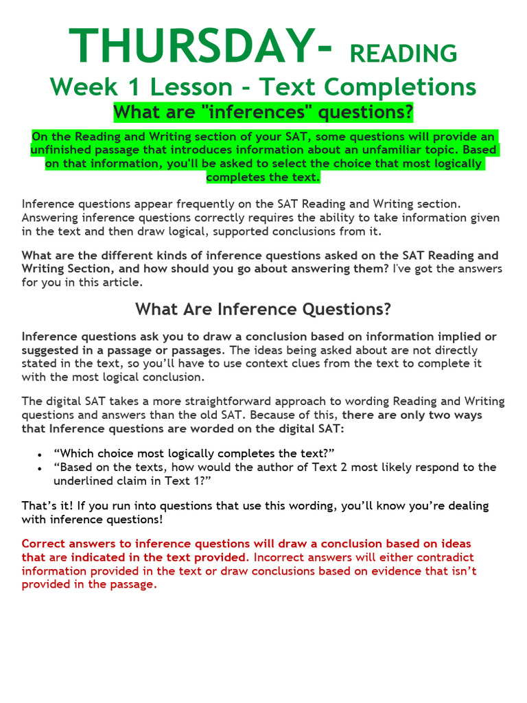 Thu Week 1 Reading Lesson | PDF | Inference | Argument