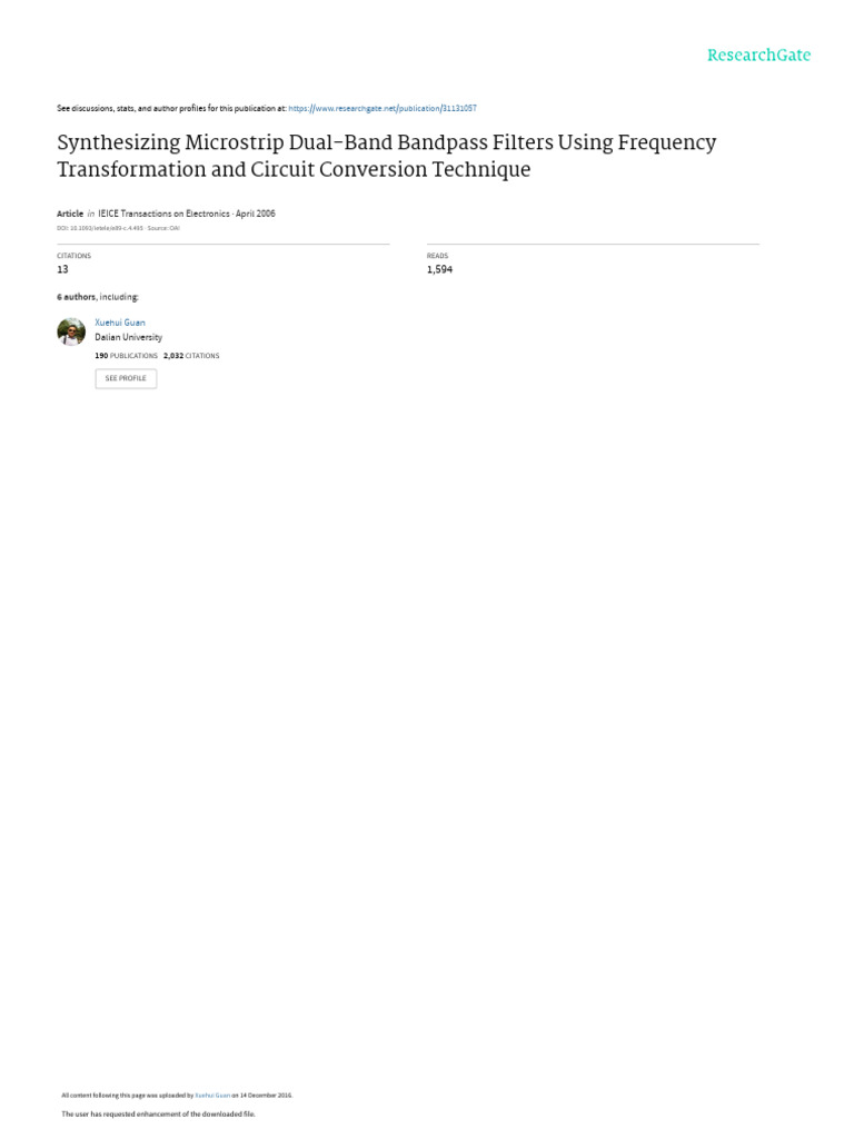 Synthesizing_Microstrip_Dual-Band_Bandpass_Filters | PDF | Electronic Filter | Filter (Signal ...