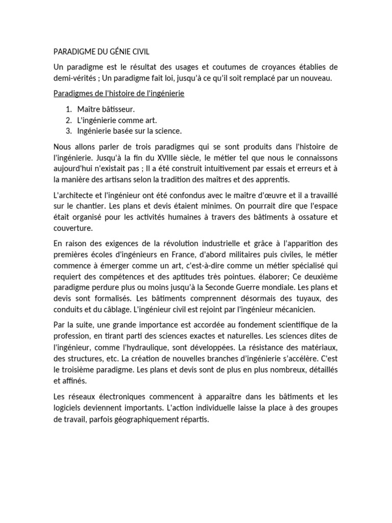 Paradigme de l'ingénierie civile | PDF | Ingénieur | Paradigme