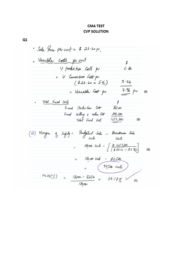 CMA CVP TEST SOL | PDF