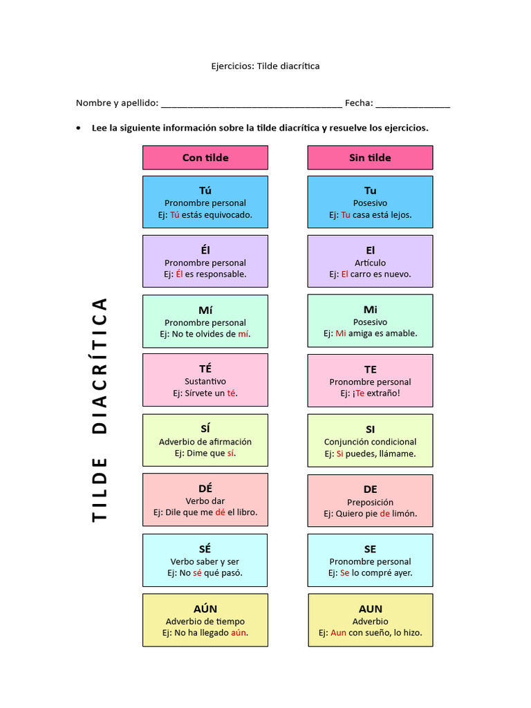 Tilde Diacrítica | PDF | Unidades Semánticas | Mecánica del lenguaje