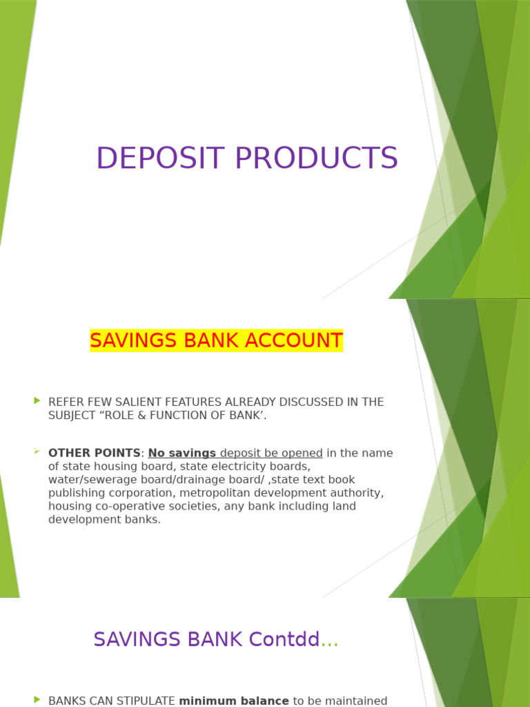 DEPOSIT PRODUCTS | PDF | Banks | Deposit Account