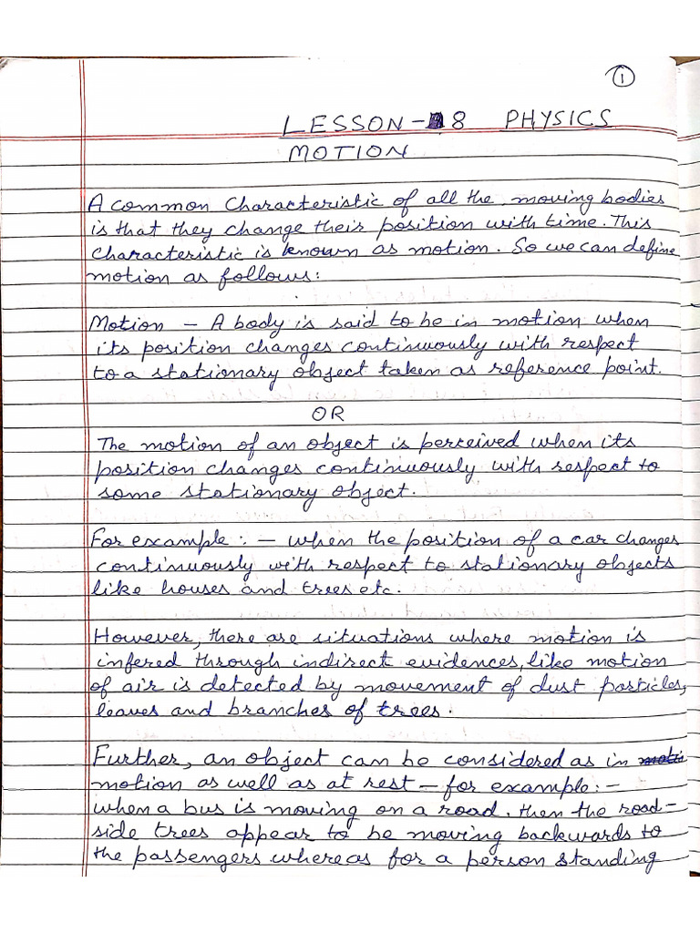 Motion Class 9 | PDF