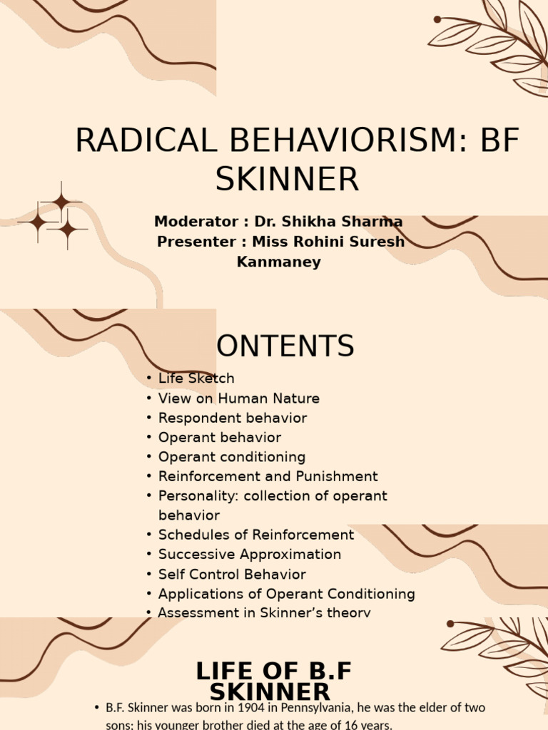 RADICAL BEHAVIORISM - BF SKINNER - Rohini | PDF | Reinforcement | Classical Conditioning
