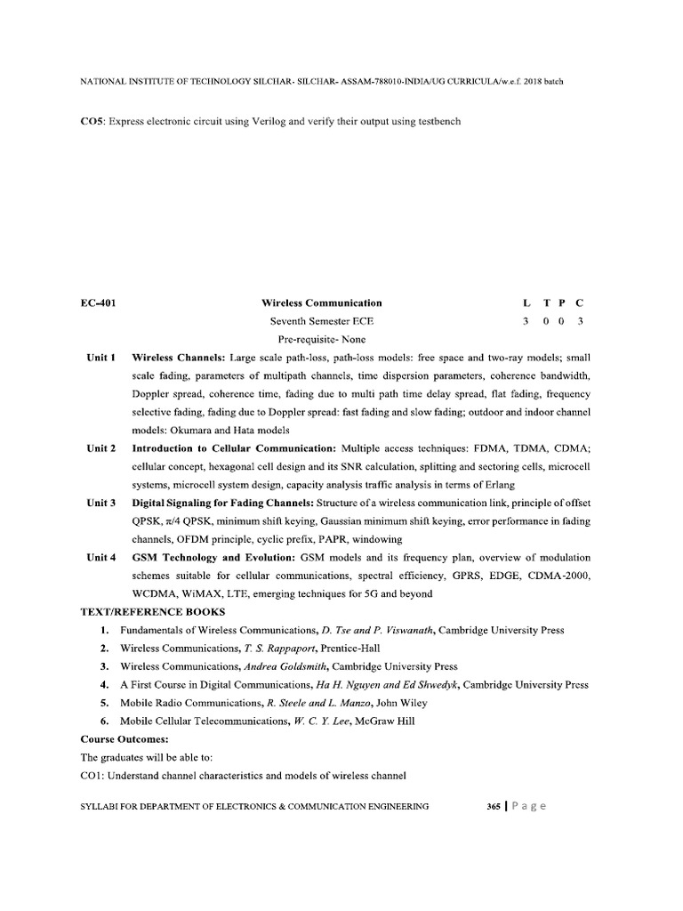 Wireless Communication Syllabus | PDF