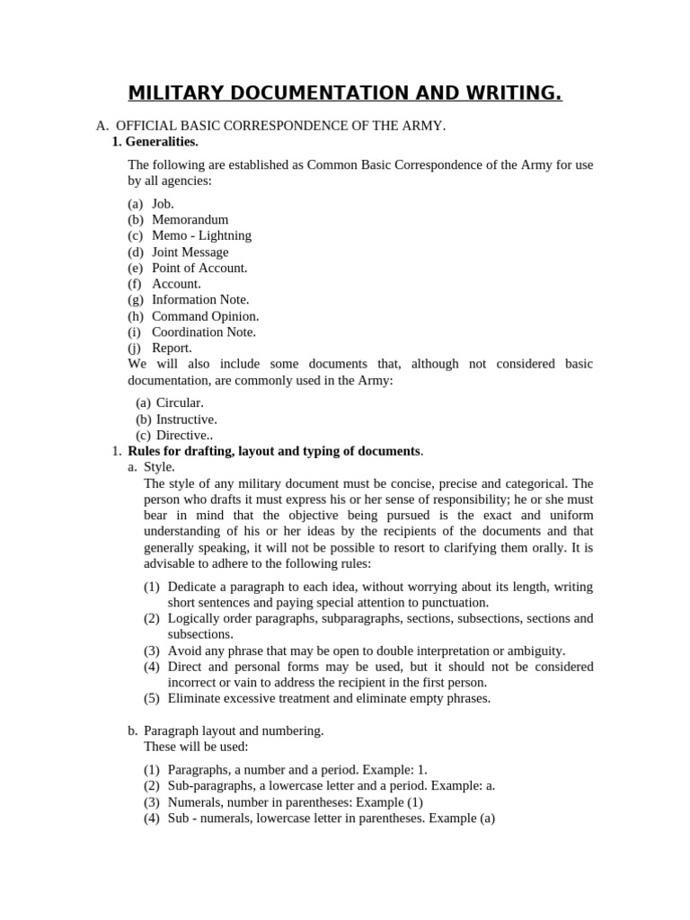 Military Documentation and Writing | PDF | Memorandum | Sergeant