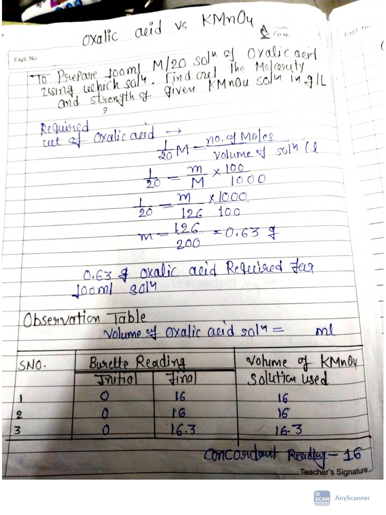 Oxalic Acid KMnO4 | PDF