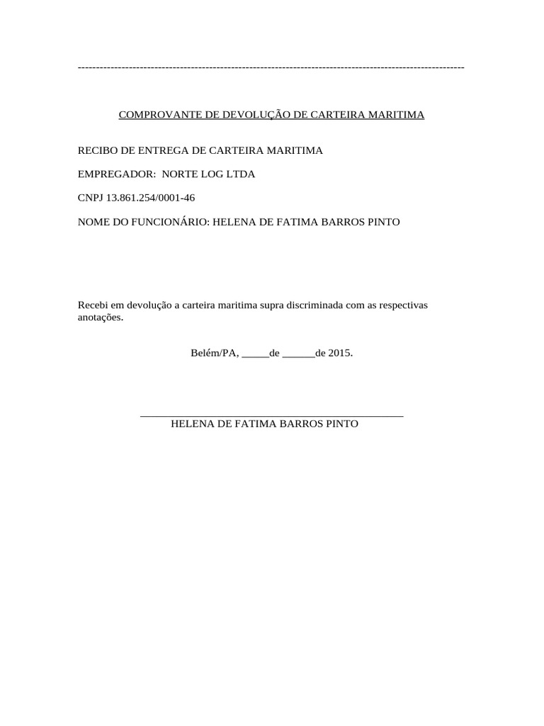 Recibo de Entrega de Ctps Empregado | PDF