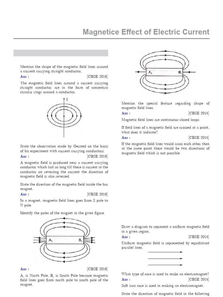 Magnetic Effects of Electric Current FAQs | PDF | Alternating Current ...