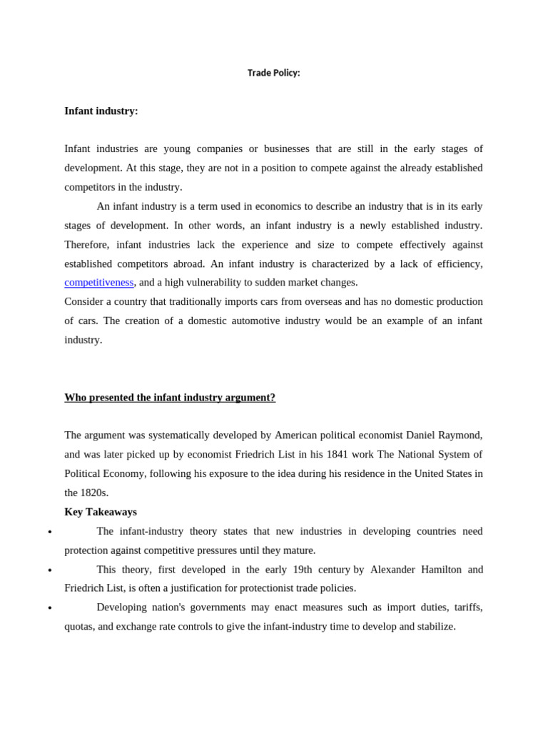Infant industry in trade policy | PDF | Tariff | Protectionism