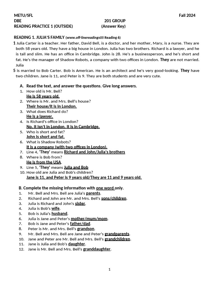 Reading Practice 1 Answer Key | PDF | Fashion | Clothing