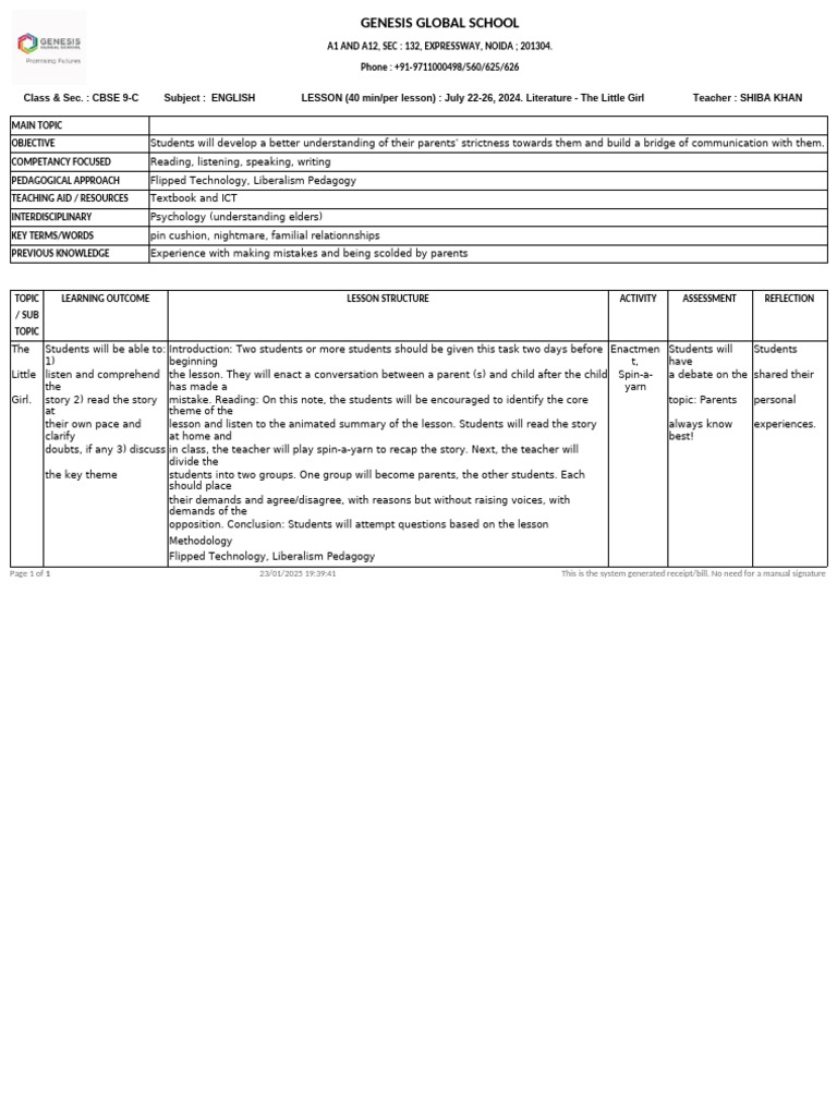 9 C LESSON PLAN - 1 | PDF | Pedagogy | Teachers