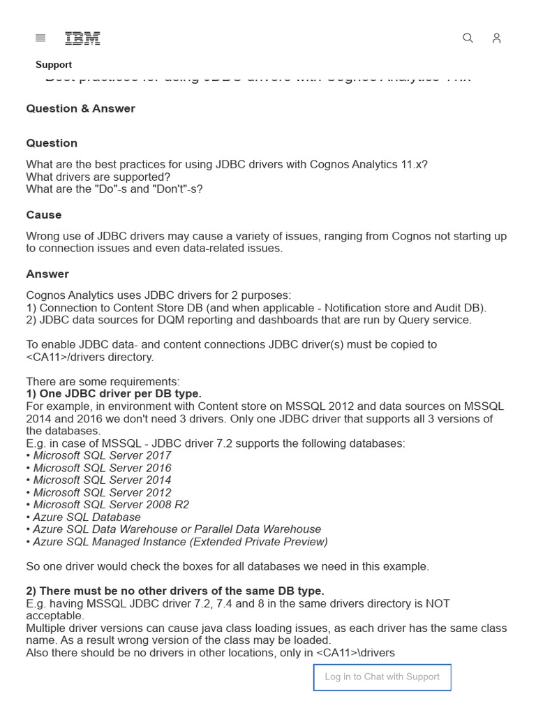 Best Practices For Using JDBC Drivers With Cognos Analytics 11.x | PDF | Microsoft Sql Server ...