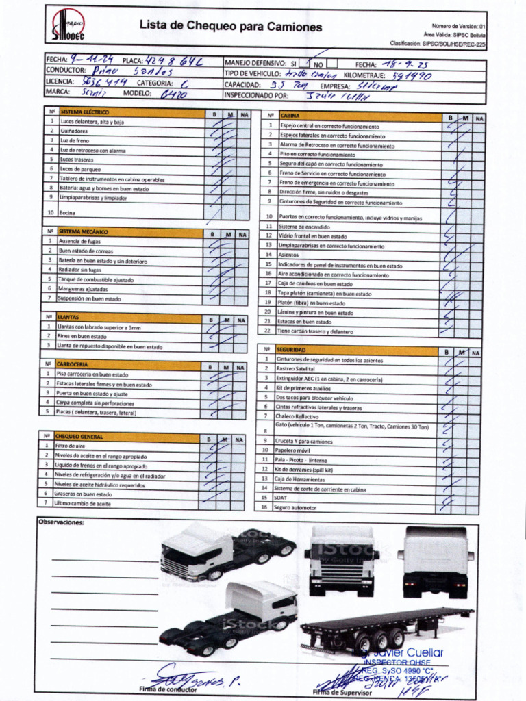 Checklist Tracto Camiones - DTM | PDF | Vehículos terrestres | Vehículos