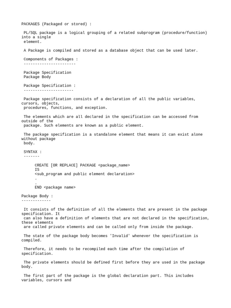 Package | PDF | Pl/Sql | Software
